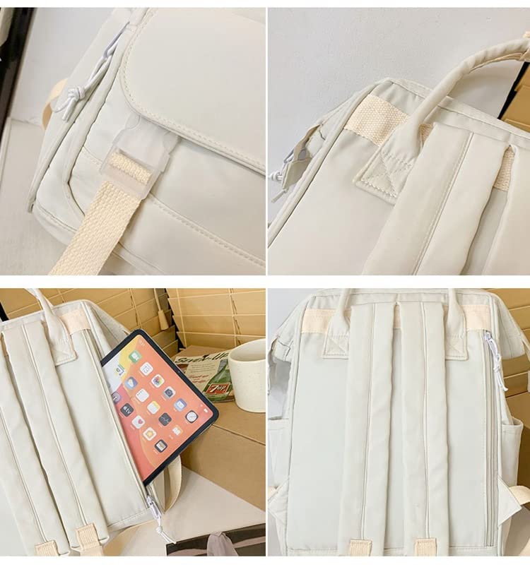 KOWVOWZ Large Kawaii Aesthetic Back to School Bookbags for Girls College Travel Daypack Cute Backpack (White)