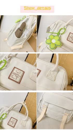 KOWVOWZ Large Kawaii Aesthetic Back to School Bookbags for Girls College Travel Daypack Cute Backpack (White)