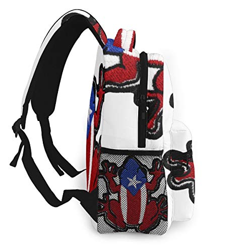 YANGPI Fashion Unisex Backpack Puerto Rico Flag Frog Bookbag Lightweight Laptop Bag For School Travel Outdoor Camping