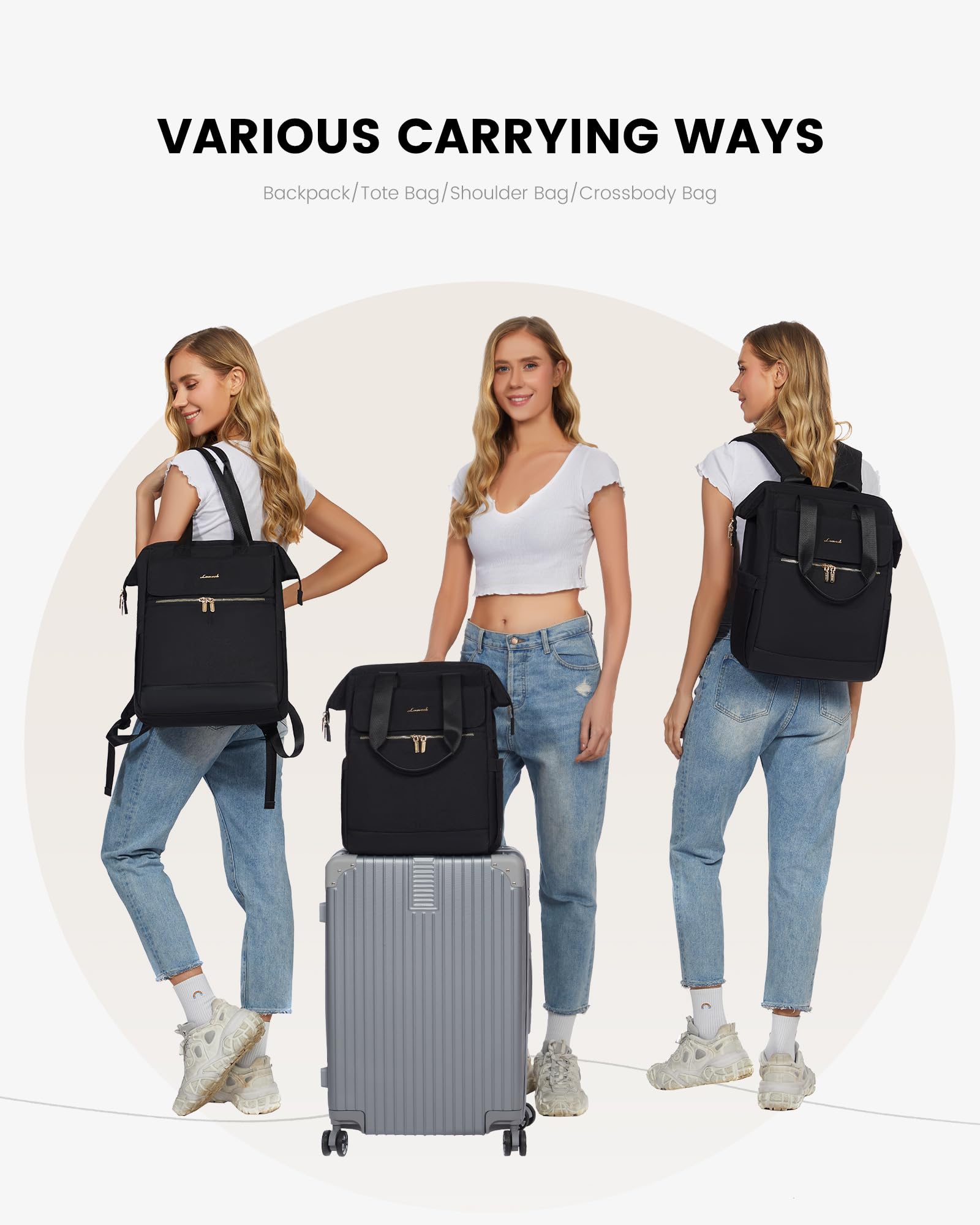LOVEVOOK Laptop Backpack for Women Men, 17 Inch Work Backpacks Purse with USB Port, Waterproof Nurse Teacher Bag, Wide Open Business Travel Computer Backpack, Convertible College Tote Daypack