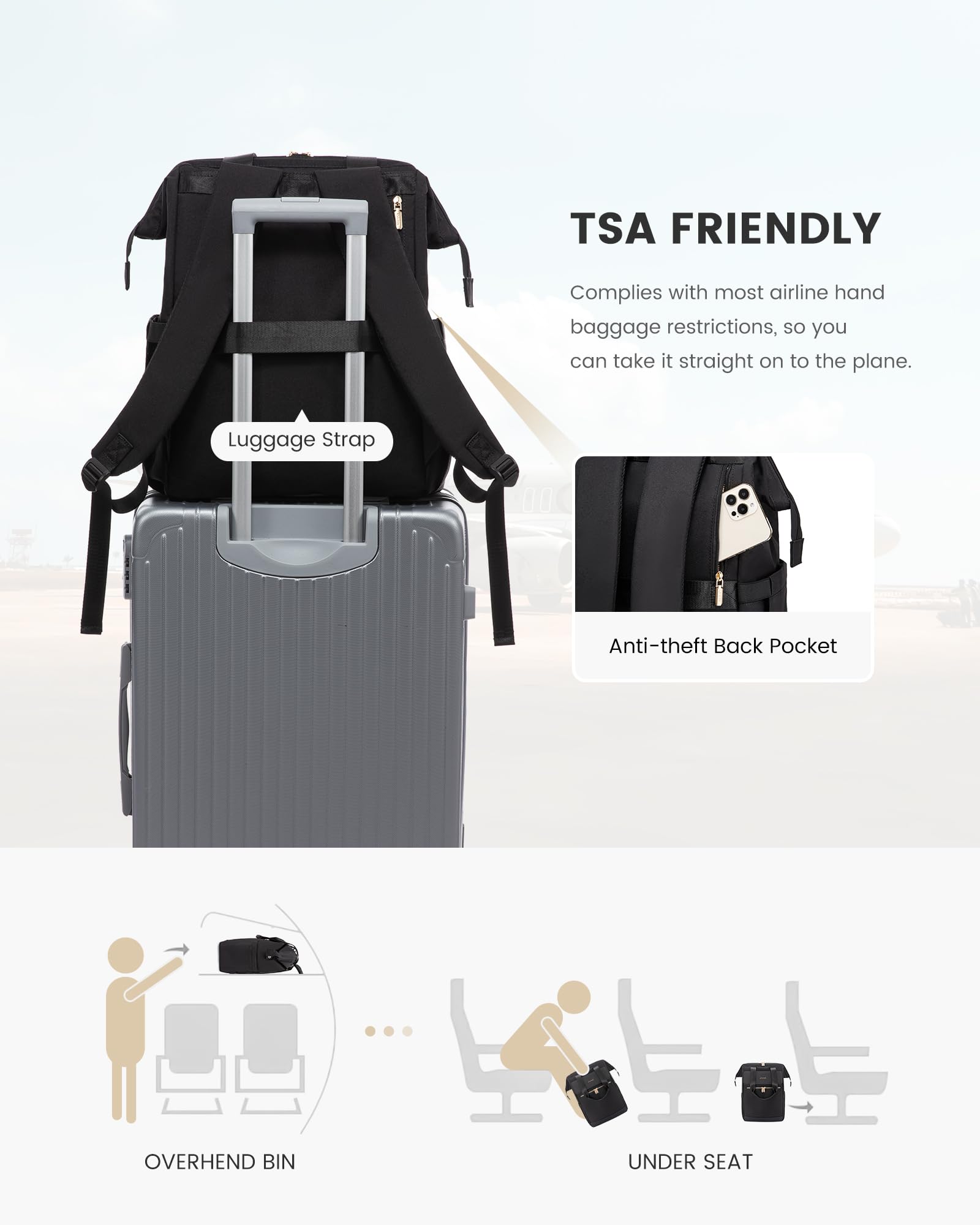 LOVEVOOK Laptop Backpack for Women Men, 17 Inch Work Backpacks Purse with USB Port, Waterproof Nurse Teacher Bag, Wide Open Business Travel Computer Backpack, Convertible College Tote Daypack