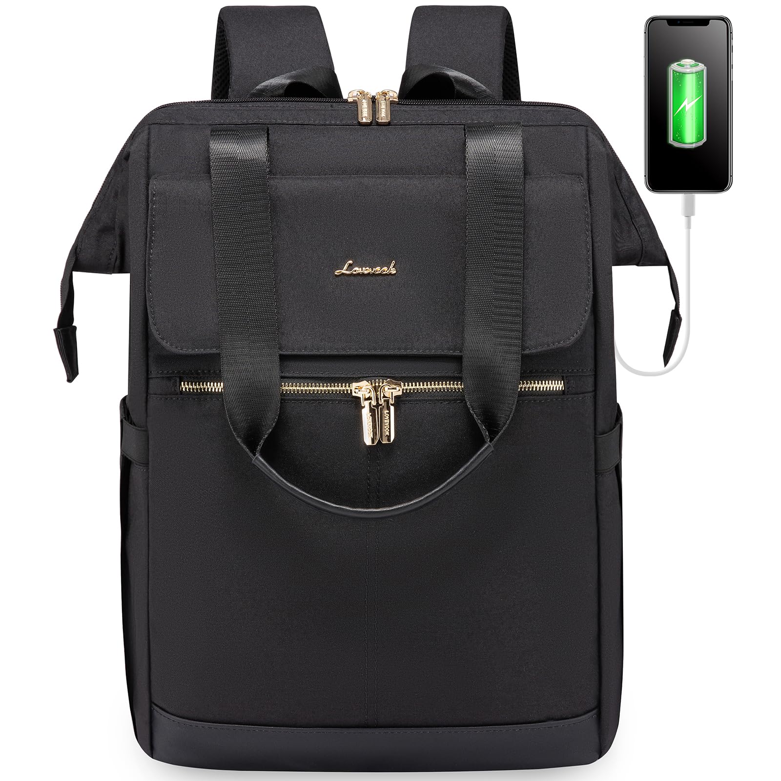 LOVEVOOK Laptop Backpack for Women Men, 17 Inch Work Backpacks Purse with USB Port, Waterproof Nurse Teacher Bag, Wide Open Business Travel Computer Backpack, Convertible College Tote Daypack
