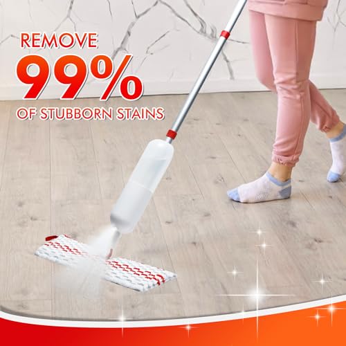 Spray Mop for Floor Cleaning, Dust Wet Mops for Floor Cleaning with 2 Washable Double-Sided Microfiber Pads, 650ML Refillable Bottle, Dry Wet Floor Mop for Hardwood Laminate and More Floors