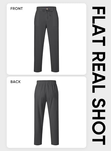 JMIERR Mens Casual Linen Pants Loose Fit Lightweight Elastic Drawstring Trousers Summer Beach Yoga Pant US 38(XL) Dark Grey