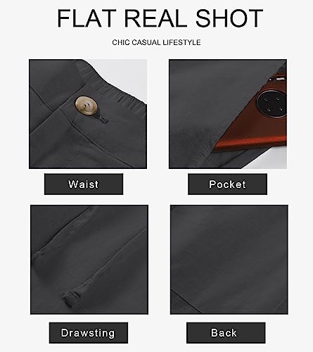 JMIERR Mens Casual Linen Pants Loose Fit Lightweight Elastic Drawstring Trousers Summer Beach Yoga Pant US 38(XL) Dark Grey