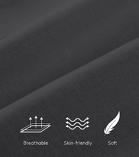 JMIERR Mens Casual Linen Pants Loose Fit Lightweight Elastic Drawstring Trousers Summer Beach Yoga Pant US 38(XL) Dark Grey