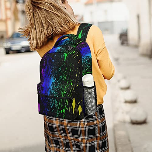 Glow in Dark Splatter Neon School Backpack 16 Inch for Girls Boys Casual Bag Prints Bookbags Backpack for Supplies