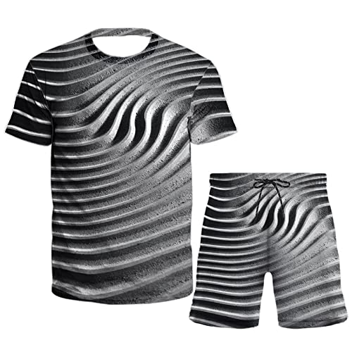 DUOWEI Men Fleece Sweat Suits Mens Shirt Shorts Pants Suit 38s Suit Black