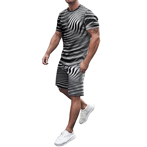 DUOWEI Men Fleece Sweat Suits Mens Shirt Shorts Pants Suit 38s Suit Black