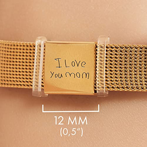 LUXTOMI - Personalized 18K Gold Plated Disc Bracelet, Customize with any Handwriting Ideea, Hypoallergenic, Waterproof, No Tarnish - Packed in Premium Box