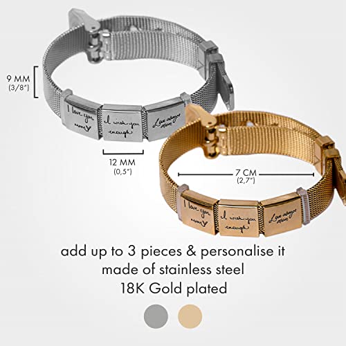 LUXTOMI - Personalized 18K Gold Plated Disc Bracelet, Customize with any Handwriting Ideea, Hypoallergenic, Waterproof, No Tarnish - Packed in Premium Box