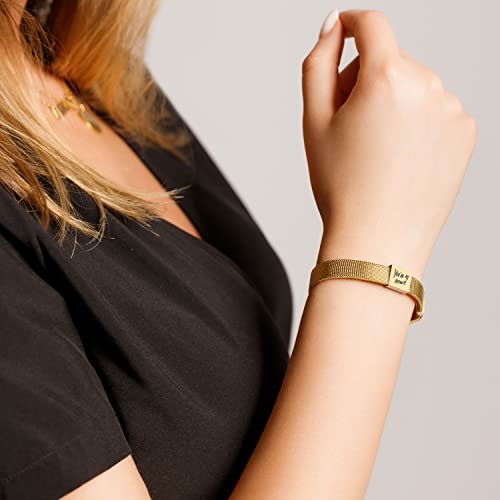 LUXTOMI - Personalized 18K Gold Plated Disc Bracelet, Customize with any Handwriting Ideea, Hypoallergenic, Waterproof, No Tarnish - Packed in Premium Box