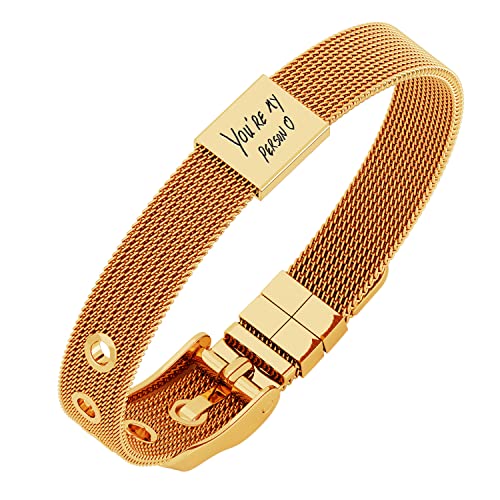 LUXTOMI - Personalized 18K Gold Plated Disc Bracelet, Customize with any Handwriting Ideea, Hypoallergenic, Waterproof, No Tarnish - Packed in Premium Box