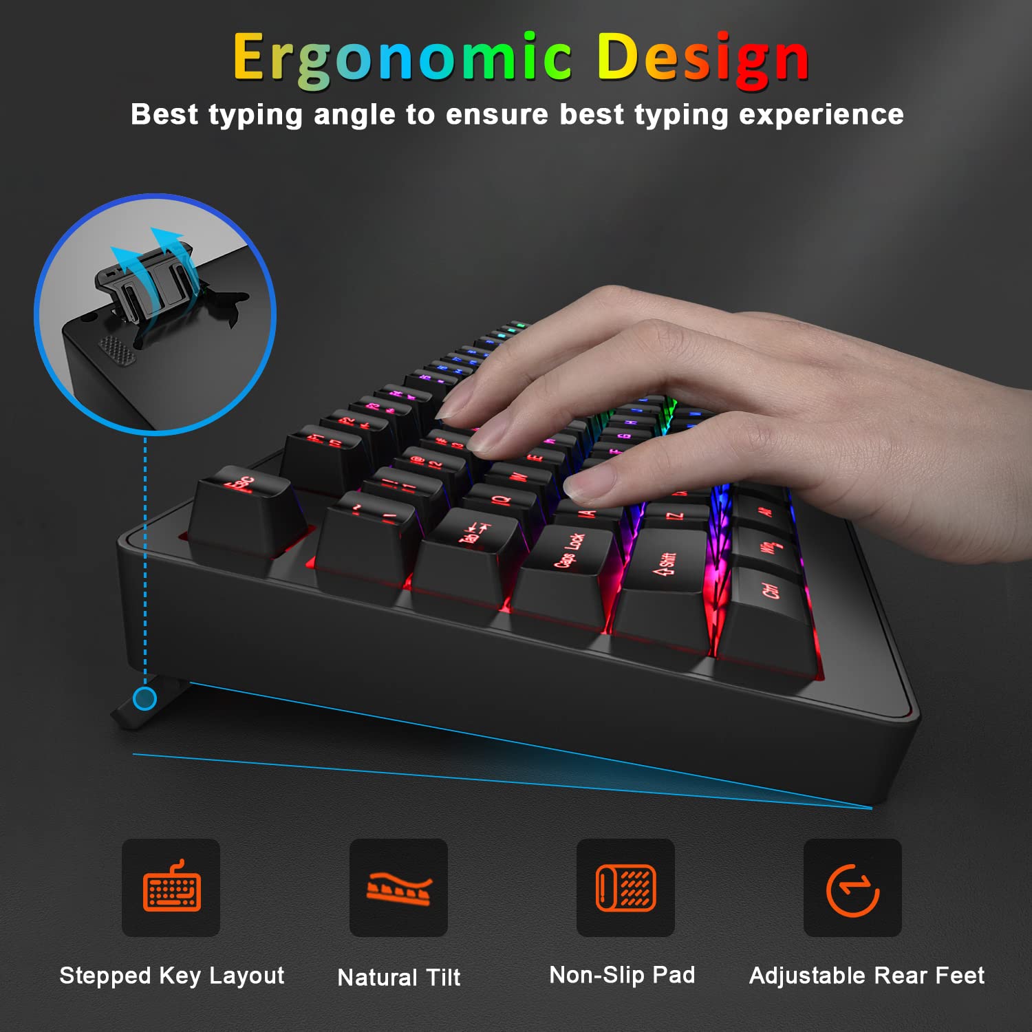 BlueFinger Wireless Gaming Keyboard and Mouse Combo, Long Lasting Rechargeable Battery 87 Keys RGB Rainbow Backlit Gaming Keyboard & Ergonomic Light Up Gaming Mice for Mac Laptop Computer PC Gamer
