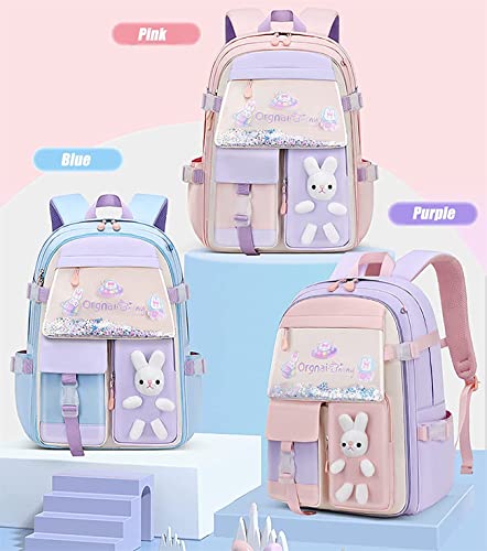 Bunny Backpack, Kawaii Bunny Backpack for Girls, Large Capacity Waterproof Bunny Backpack for School (Purple, Large)