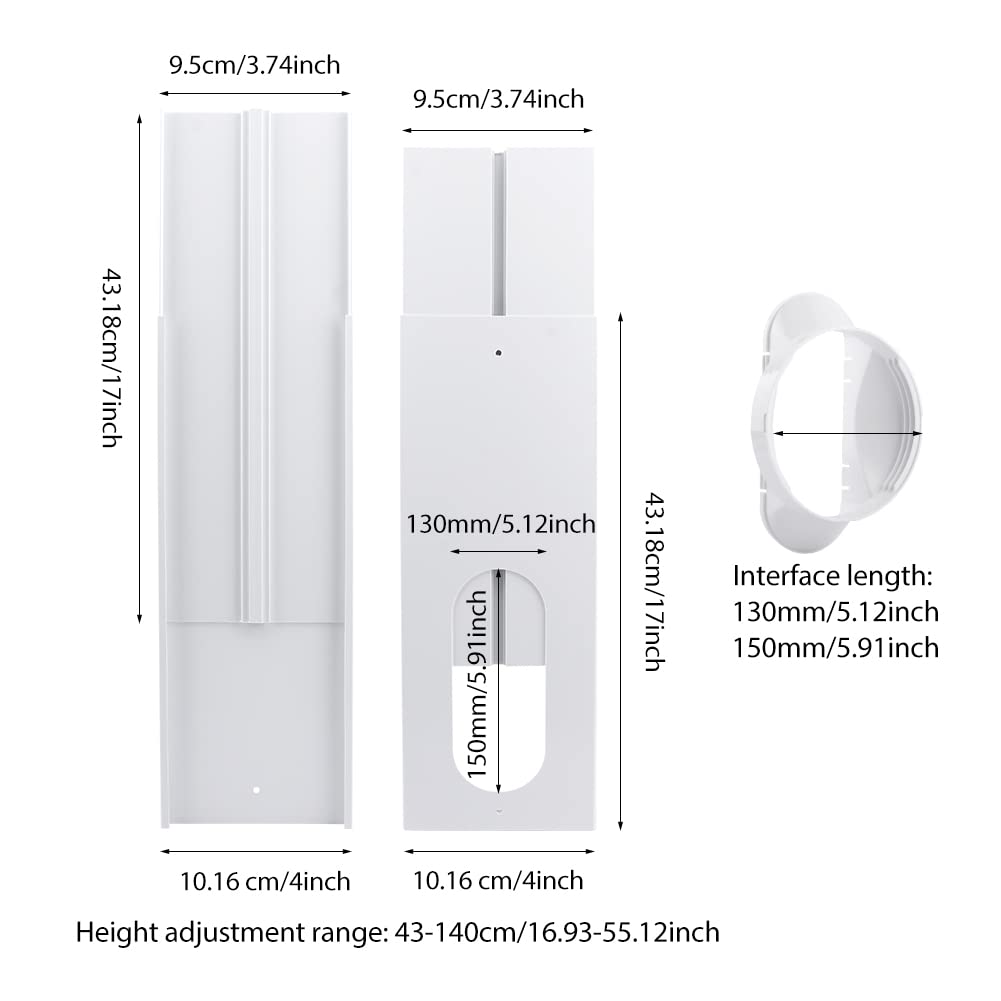 CALIDAKA Portable AC Window Kit,Air Conditioner Window Kit with 2pack 3m Seal,Universal Window Seal Kit Adjustable Sliding AC Vent Kit for 5.1/5.9 inch Exhaust Hose(white)