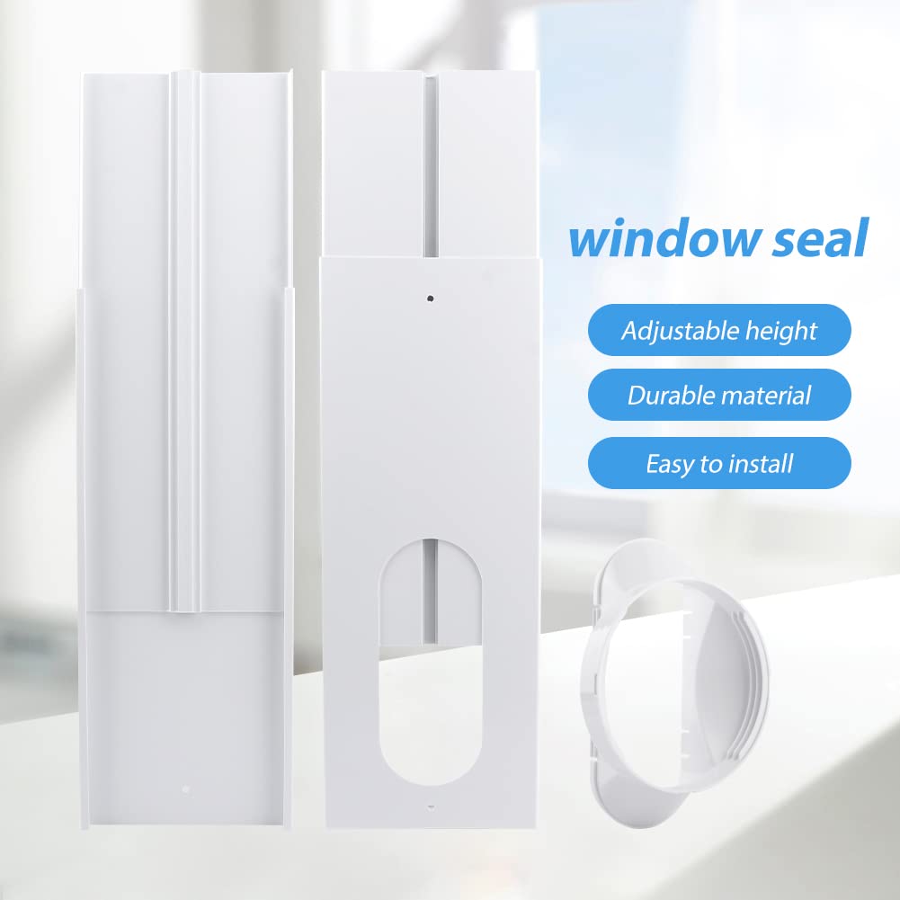 CALIDAKA Portable AC Window Kit,Air Conditioner Window Kit with 2pack 3m Seal,Universal Window Seal Kit Adjustable Sliding AC Vent Kit for 5.1/5.9 inch Exhaust Hose(white)