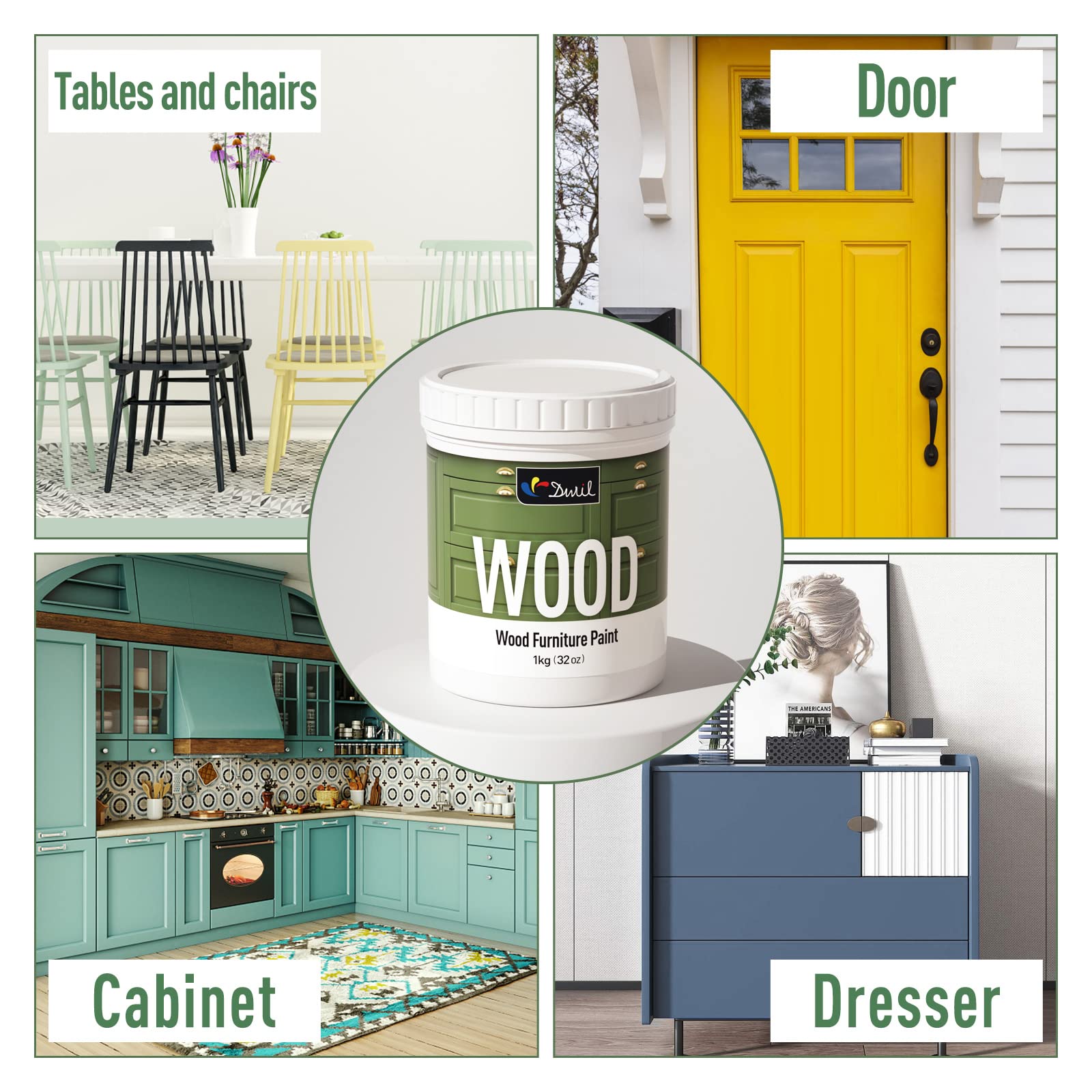DWIL Matte Finish Furniture Paint - 16 Oz Wood Paint for Cabinets, Doors, Tables, and Dressers Refinishing - Water-Based, Non-Toxic & Odorless, Easy to Apply(Black)-With Tools
