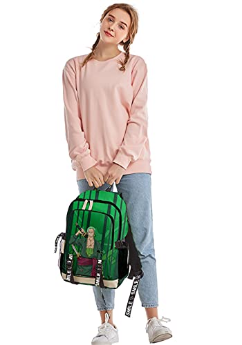AMOMA Unisex Anime One Piece Daypacks Cosplay Luffy 3D Printed Lightweight Casual Multipurpose Canvas Backpack(One Size,Z-Green)