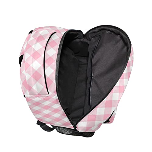 Kigai Pink Gingham Backpacks Waterproof Laptop Casual Daypack Tablet Travel Backpack School Bag with Multiple Pockets, M