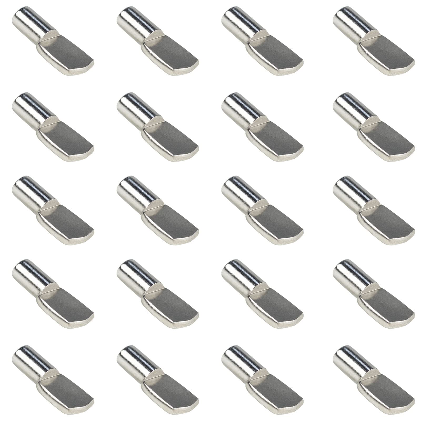 WINKING MOON 5mm Cabinet Shelf Pegs Spoon Shape Nickel Plated Metal Support Pins for Bookshelf Kitchen Furniture Adjustable Wood Shelves Holder (Pack of 80)
