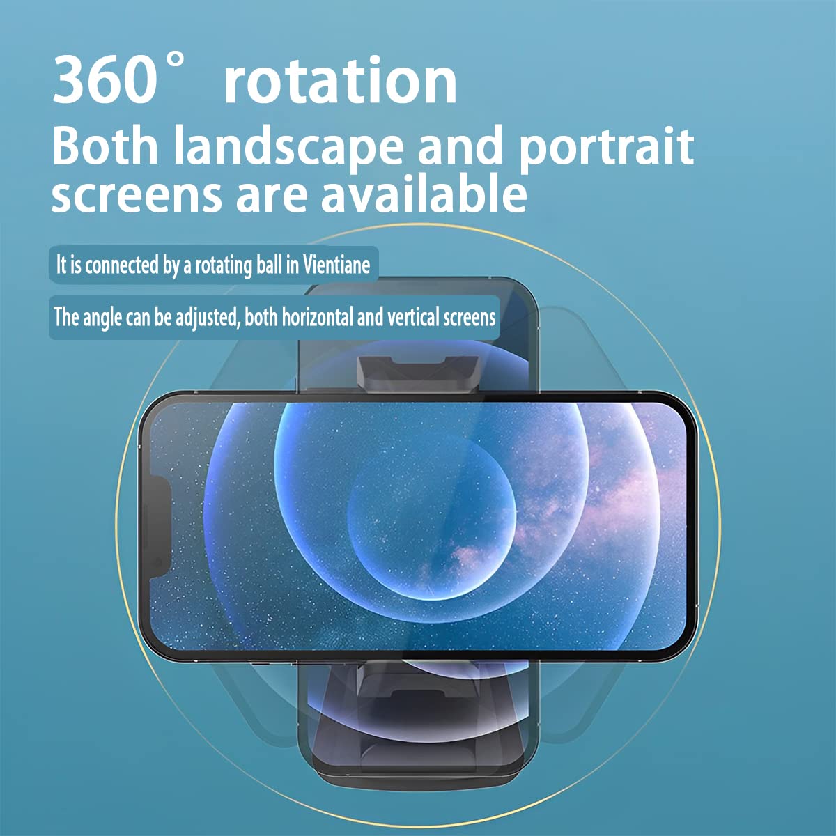 AUCELI Car Phone Holder Mount, Auto Seat Back Hands Free Cell Phone Clip Cradle, Thick Case Friendly, 360° Rotating Adjustable Lock Smartphone Clamp Stand, Car Accessories for Visor, Desk