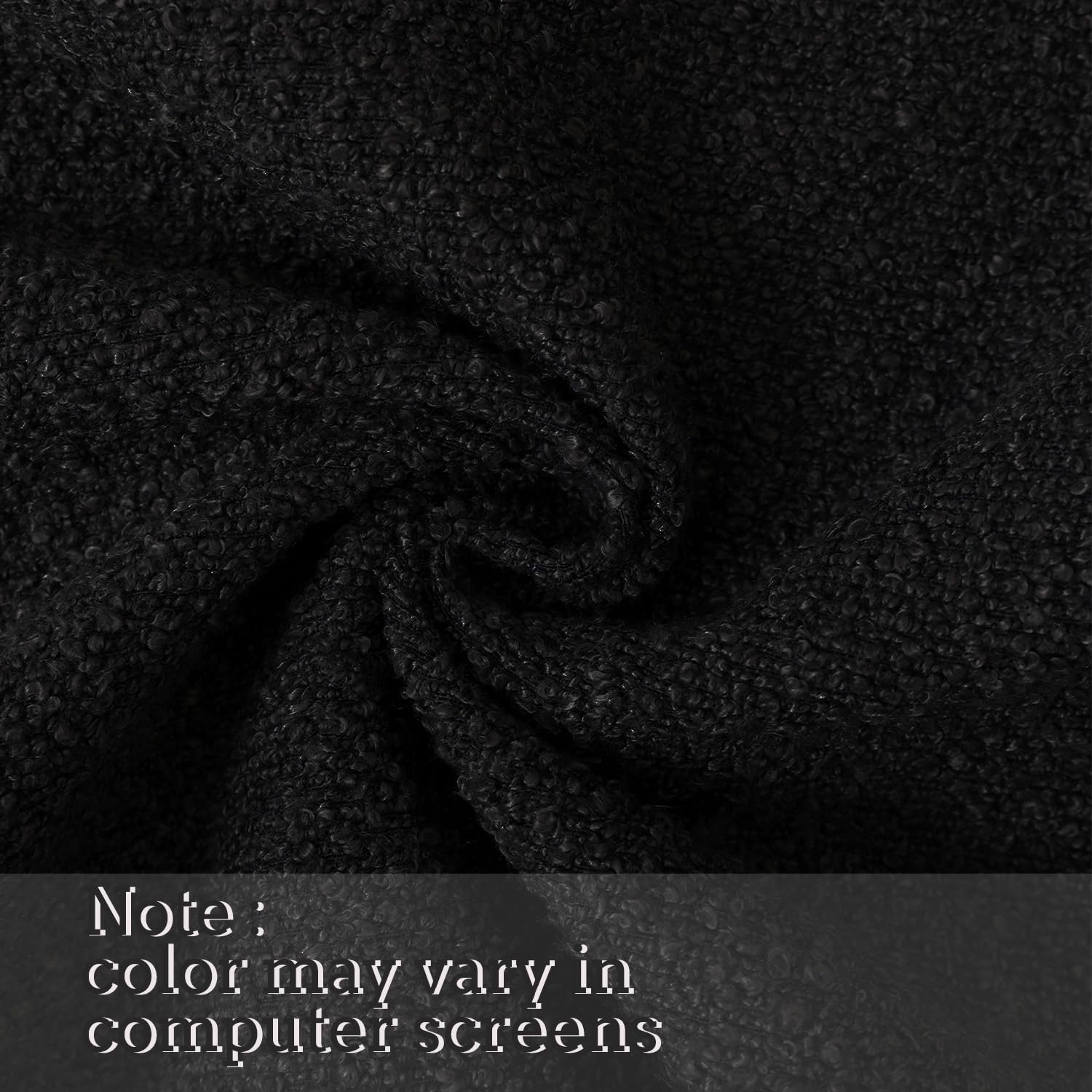 Jeneoo Black Decorative Square Thick Throw Pillow Covers Boucle Couch Cushion Case for Livingroom Sofa Decor, Set of 2, 18 x 18 Inch