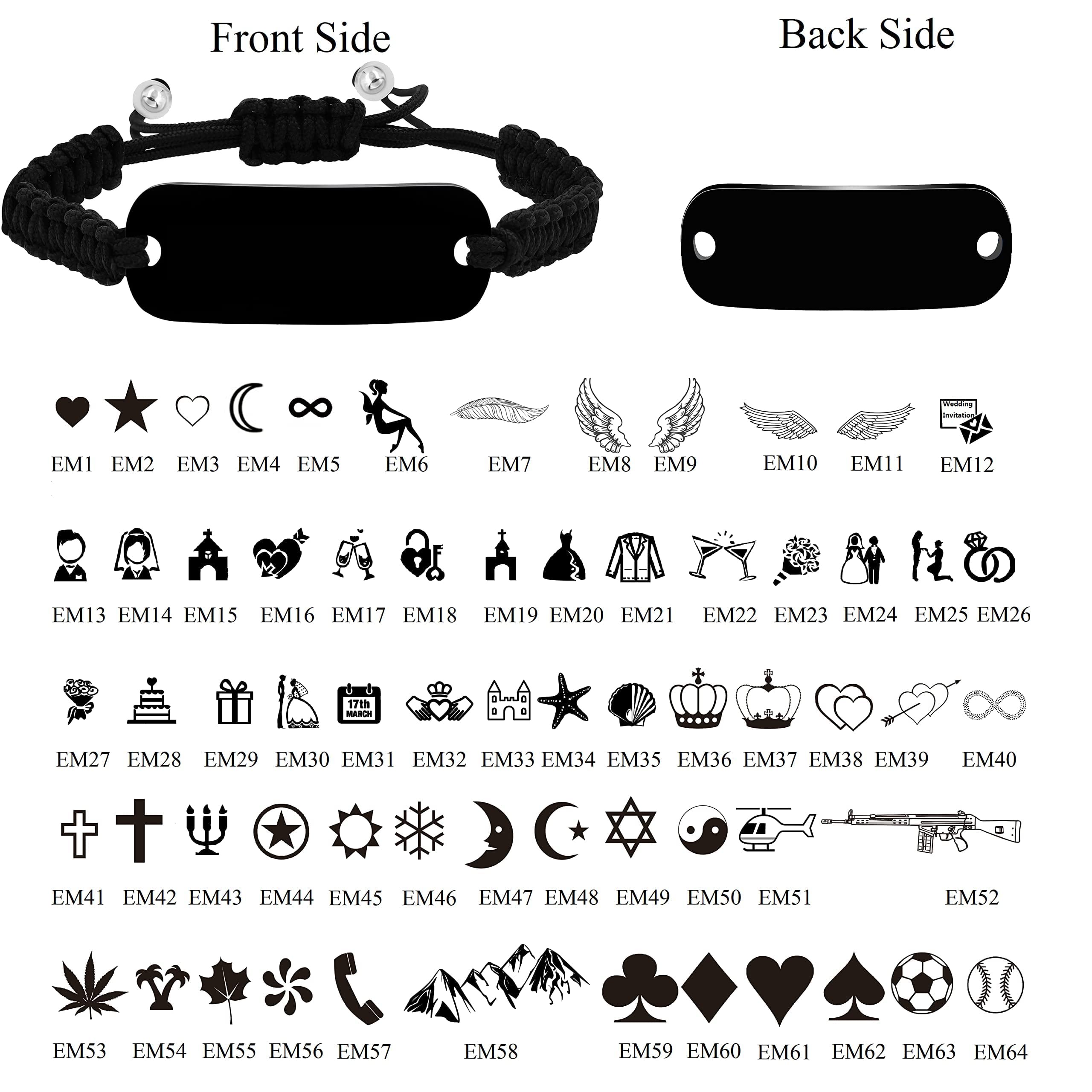 Custom Name Identity Bracelet for Dementia, Handmade Personalized Name ID Bar bracelet for Mother Father Grandma Grandpa Y1464-4D (2Pieces:Black+Black)