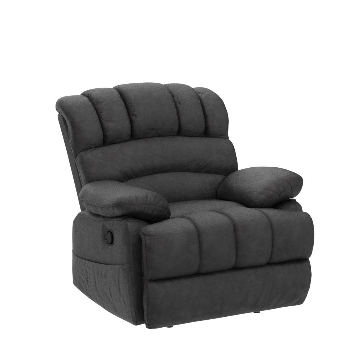 EASELAND Oversized Wide Recliner Chair, Manual Recliner Single Sofa, Soft Fabric Overstuffed Reclining Chair for Living Room, Theater Seating for Big Man (Dark Grey)