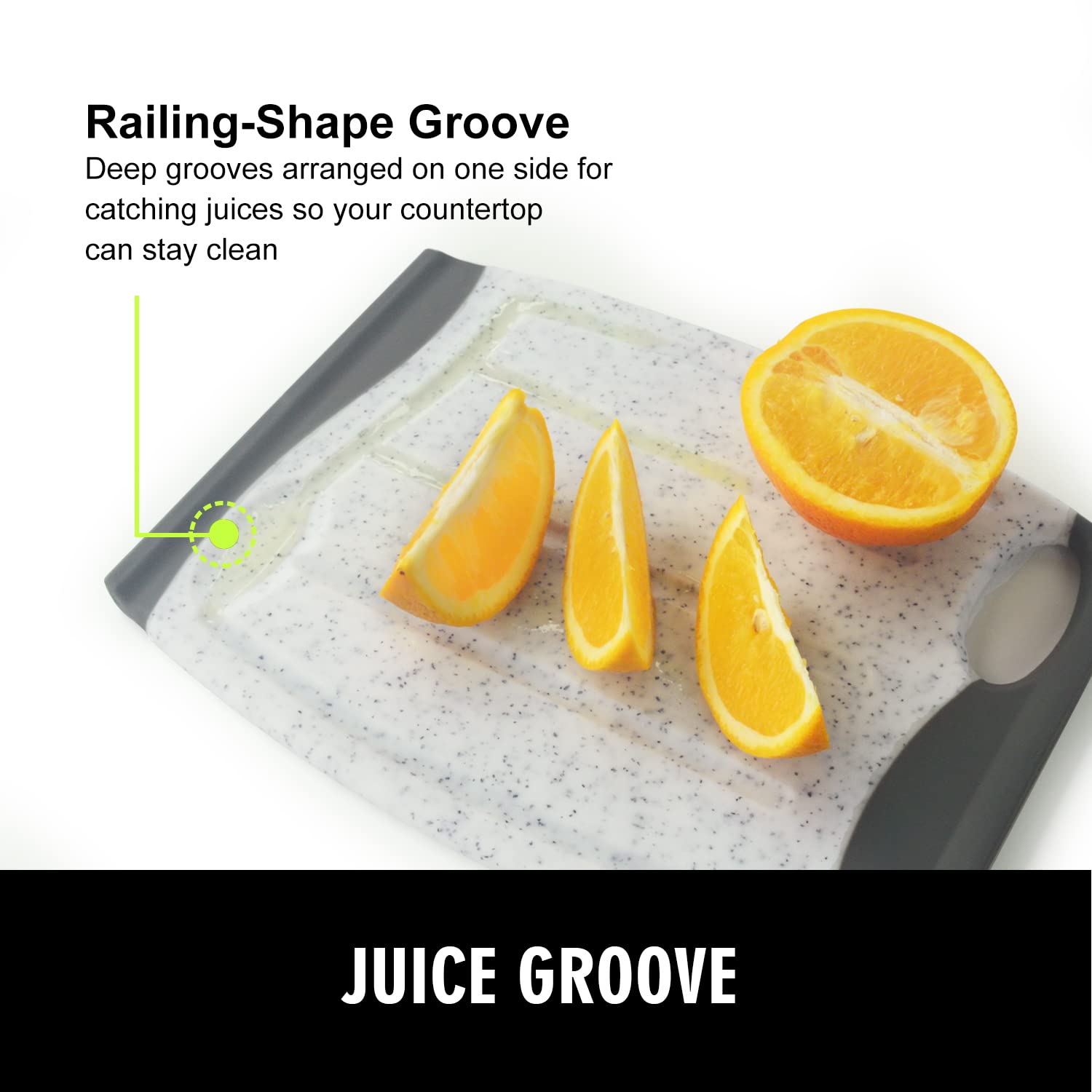 Small Non Slip Cutting Board, 7.48" Mini plastic Cutting Board for Small Kitchen Task, Unique Design with Multiple Juice Grooves! BPA Free, Dishwasher Safe, Easy Grip Handle (White)