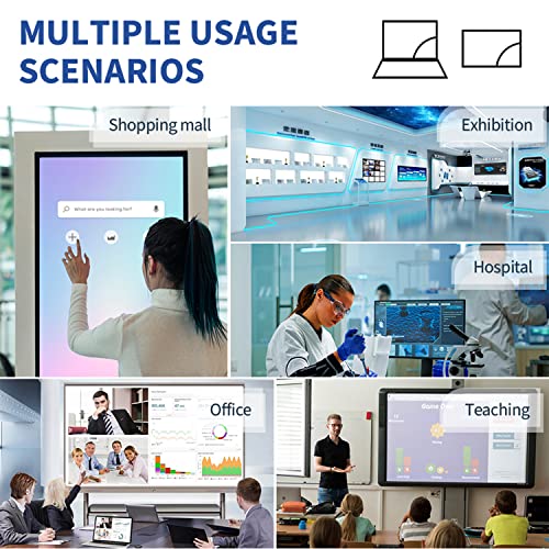 TouchWo 55 inch Interactive Touchscreen Monitor, Smart Board with 4K Display, Win-10 Electronic Whiteboard Touch Screen PC for Office and Classroom, Core i3 RAM 4G & ROM 128G