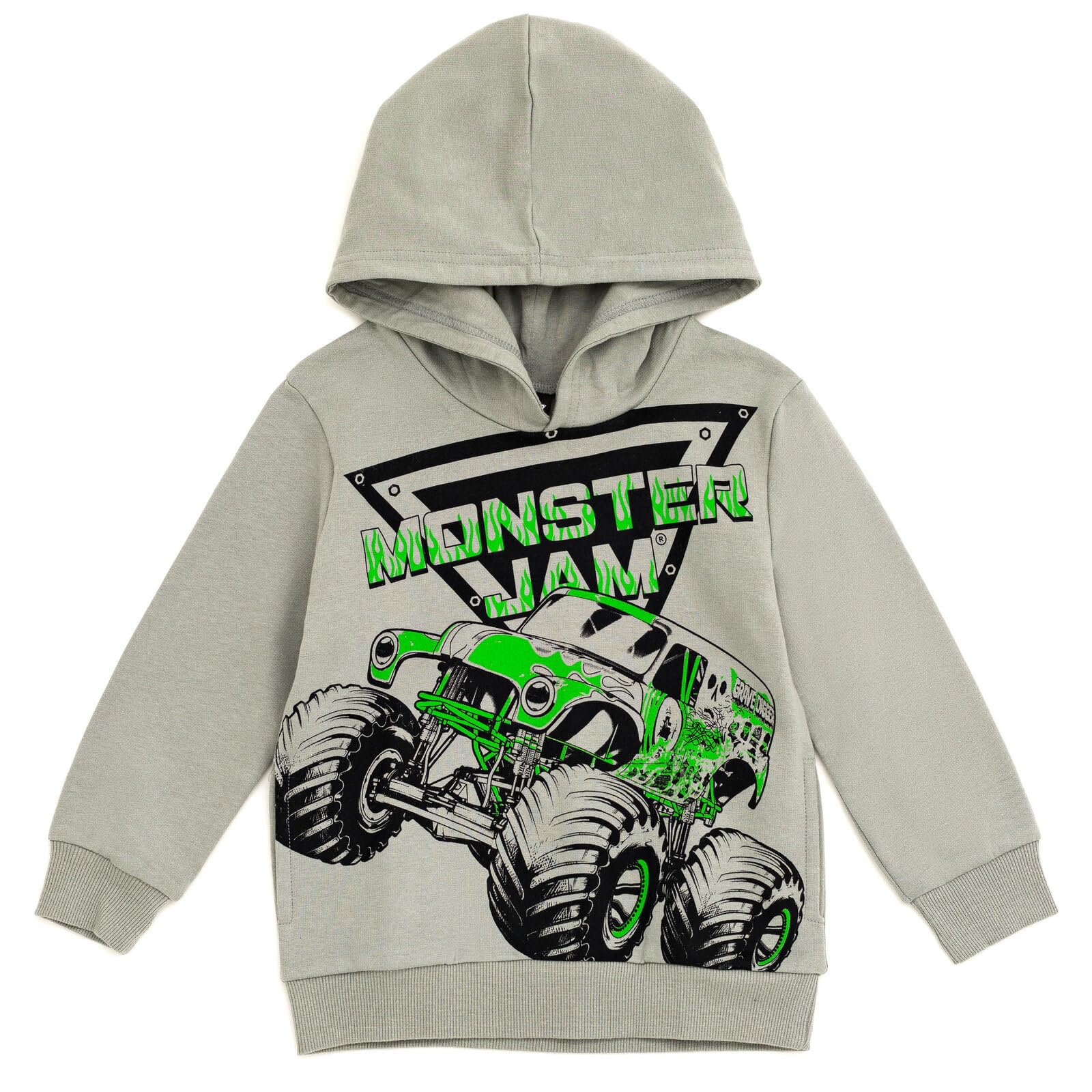Monster Jam Little Boys Hoodie and Jogger Pants Outfit Set Light Gray 7-8
