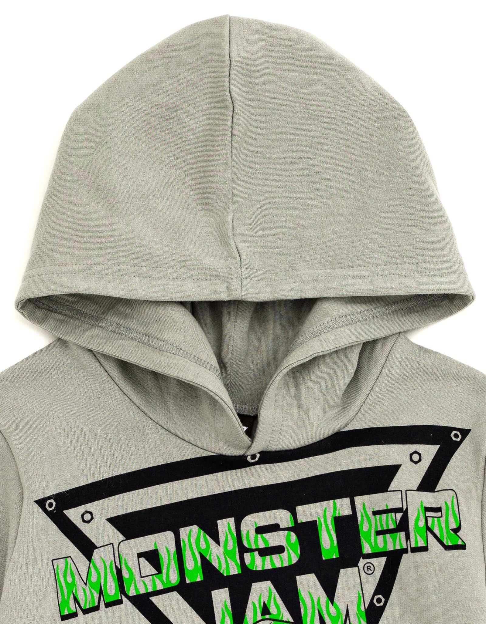 Monster Jam Little Boys Hoodie and Jogger Pants Outfit Set Light Gray 7-8