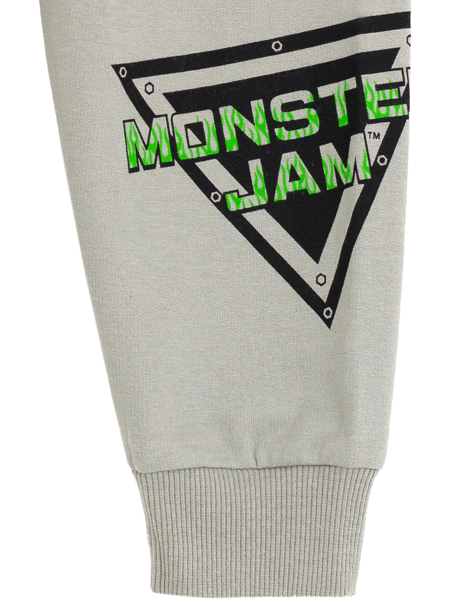 Monster Jam Little Boys Hoodie and Jogger Pants Outfit Set Light Gray 7-8