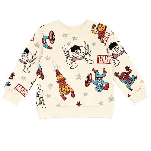 Marvel Avengers Spider-Man Hulk Iron Man Captain America Little Boys Fleece Sweatshirt and Pants Set White 7-8