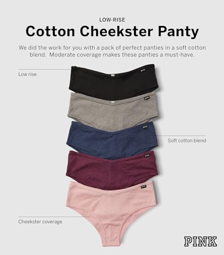 Victoria's Secret PINK Women's Cotton Cheeky Underwear, Panties for Women, Neutral, (XL)