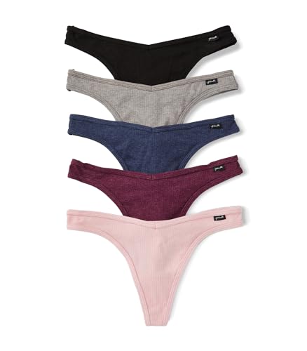 Victoria's Secret PINK Women's Cotton Thong Underwear, Panties for Women, Neutral, (XL)
