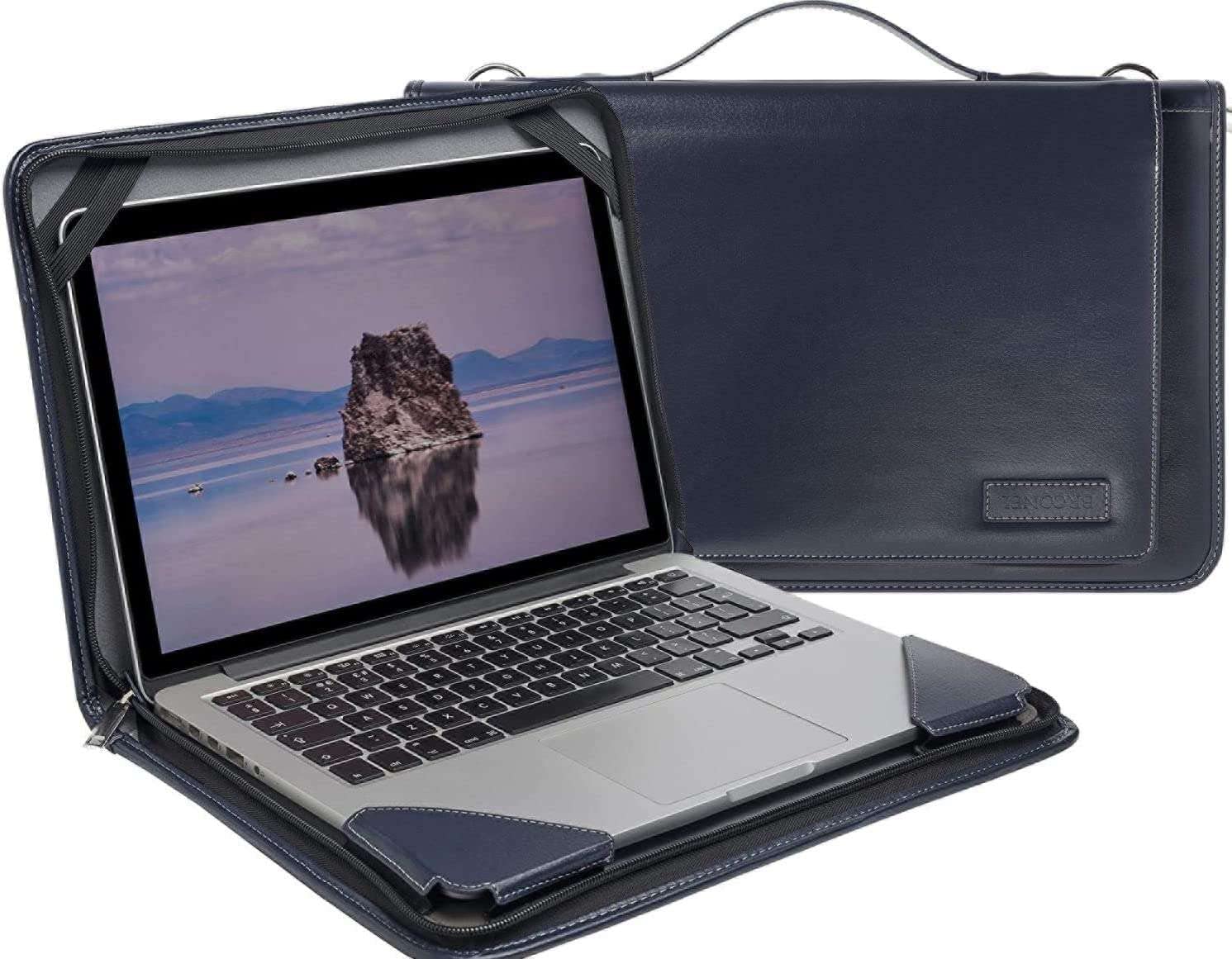 Broonel Blue Leather Laptop Messenger Case - Compatible with Acer Aspire 5 AMD Ryzen