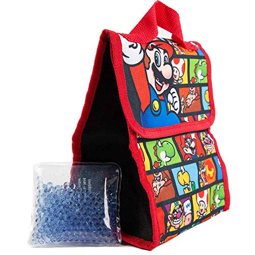 Super Mario Backpack with Lunch Box Set for Boys & Girls, 16 inch, 5 Piece Value Set