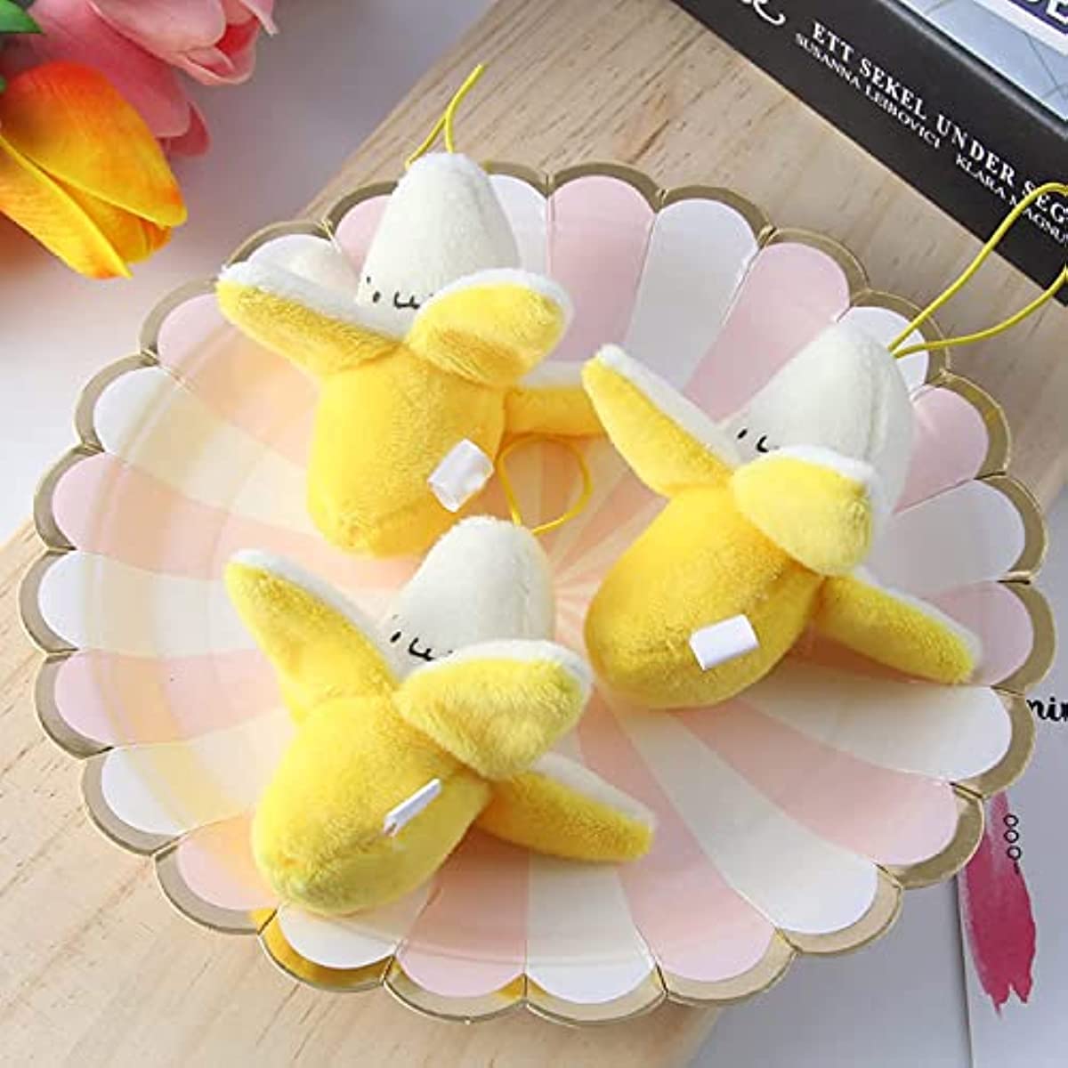 SKCAEX Cute Stuffed Peeling Banana Doll Toy, Cartoon Doll Soft Birthday Gift PP Cotton Peeling Banana Shape Plush Doll Pendant for Decoration