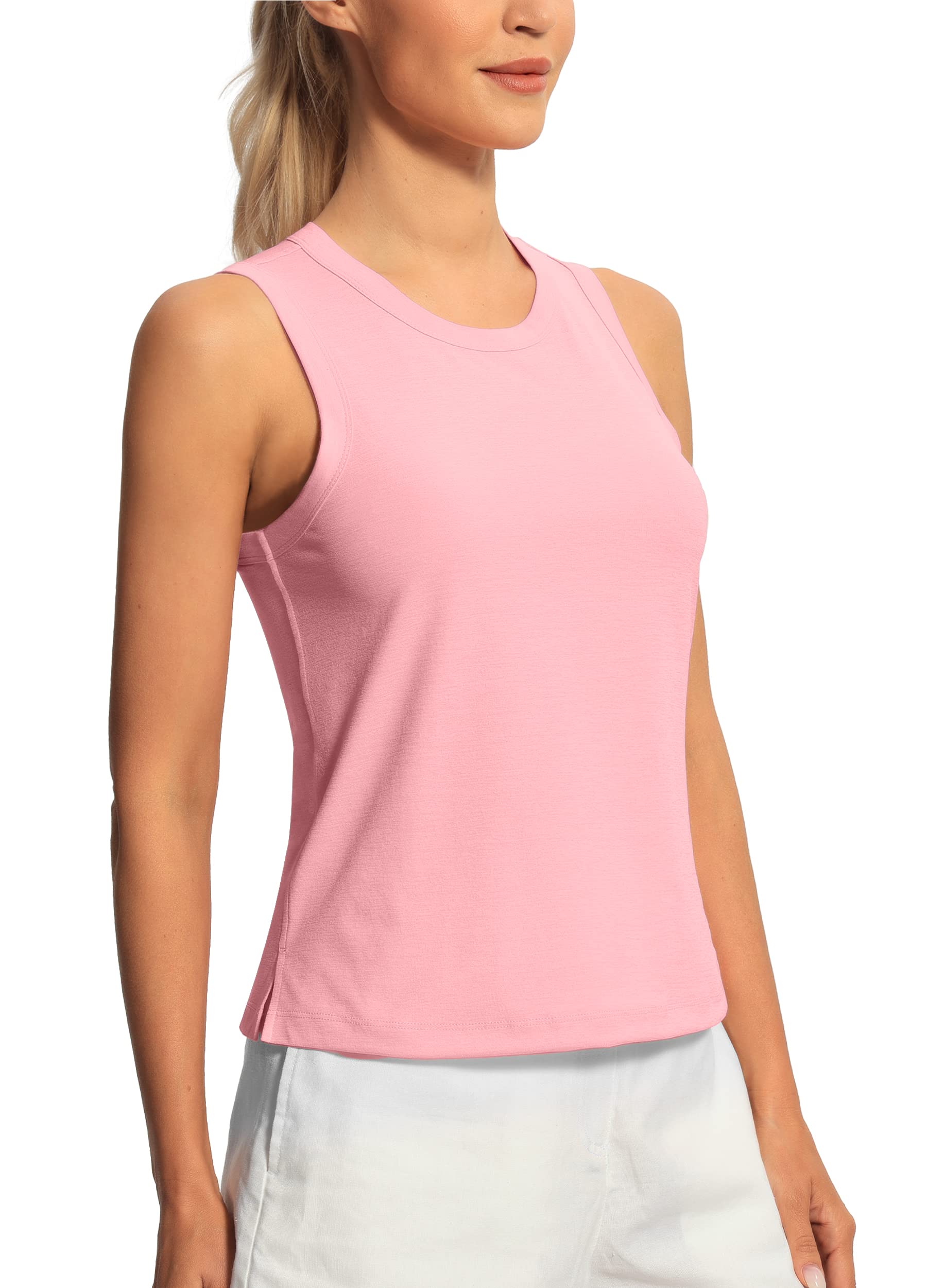 Hiverlay Workout Tank Tops for Women Sleeveless Athletic Cropped Tank Top Sports Gym Muscle Running Shirts Pink L
