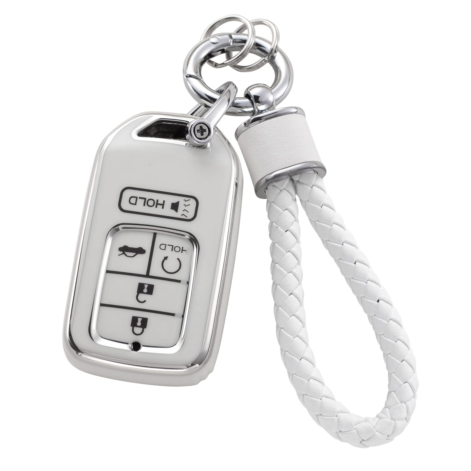 YO&YOYE for Honda Key Fob Cover with Keychain, Soft TPU Key Case Protection Fit for Accord Civic CRV Pilot Odyssey Smart Key Holder