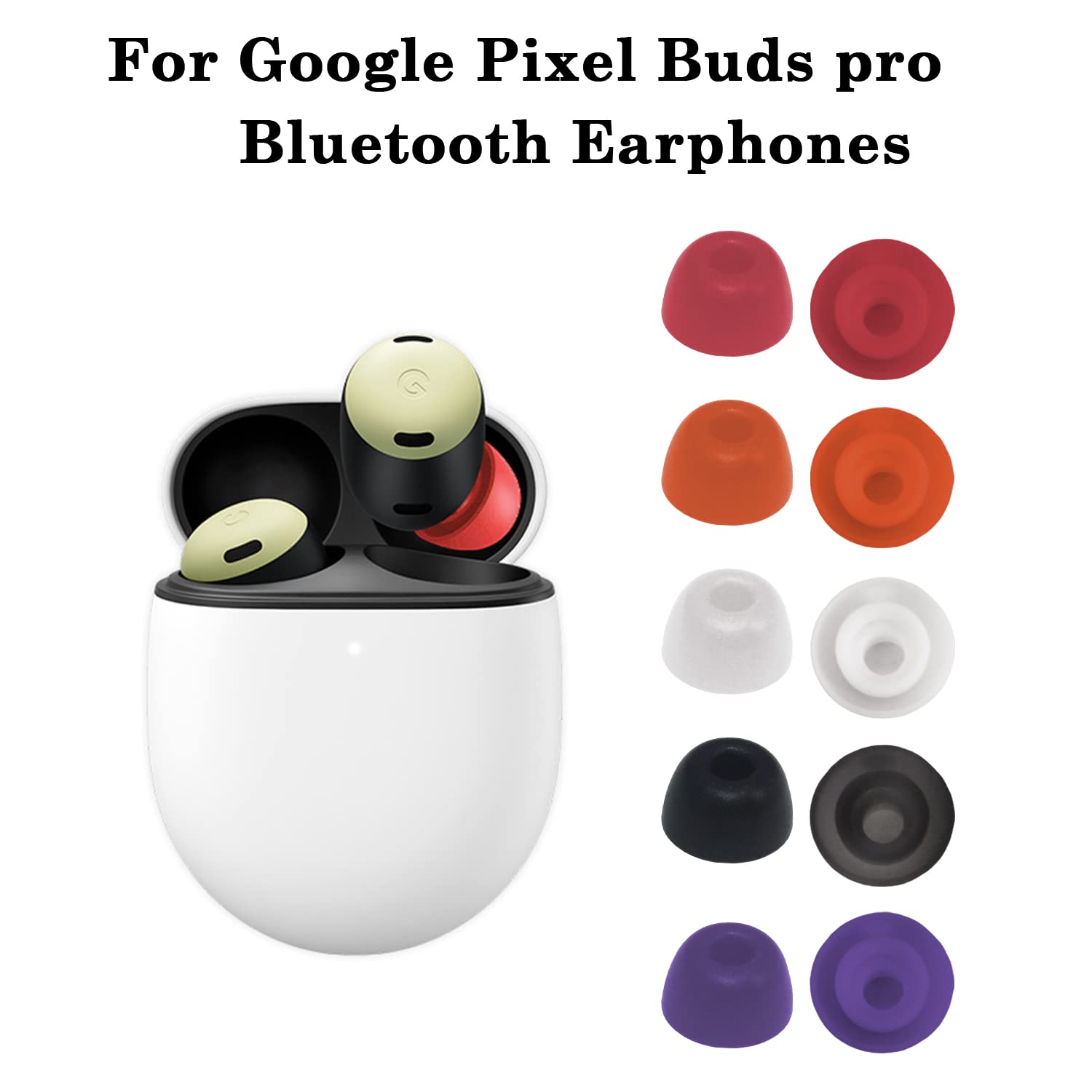 Adhiper Pixel Buds Pro Silicone Material Replacement Eartips Earbuds Set, Earplugs Compatible with Google Pixel Buds Pro in-Ear Earphones(5 Pairs)