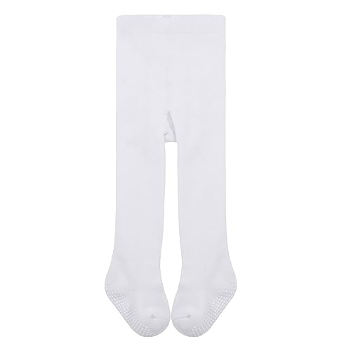 Toddler Tights with Grippers Baby Socks Leggings for Baby Girls Non Slip 2 t Tights Leg Warmers for Baby Stockings White with Grippers 12-18 Months