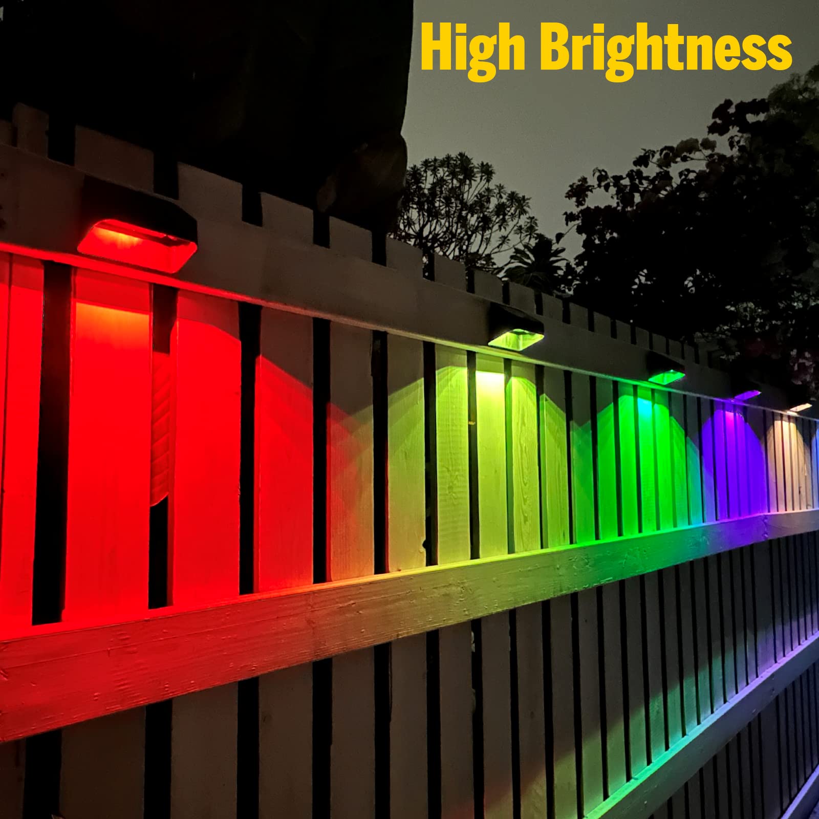 FLITI Solar Lights Outdoor 8 Pack, RGB 8 Colors, Dusk to Dawn Deck Light, Solar Deck Lights for Outside IP65 Waterproof, Backyard/Railing/Wall/Step/Patio/Fence