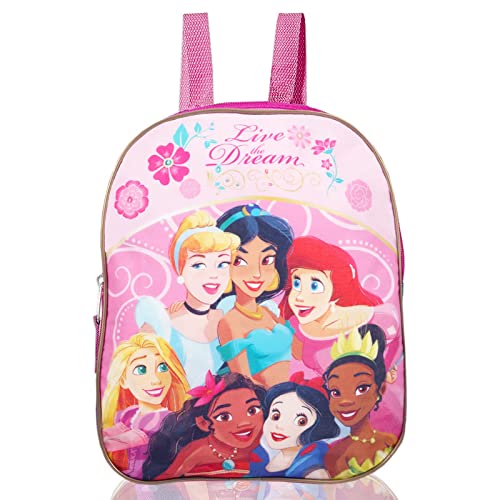 Disney Princess Backpack and Drawstring Bag for Girls Set - Bundle with 11β Princess Mini Backpack, Disney Princess Drawstring Bag, Water Bottle, Stickers, More | Princess Backpack for Girls