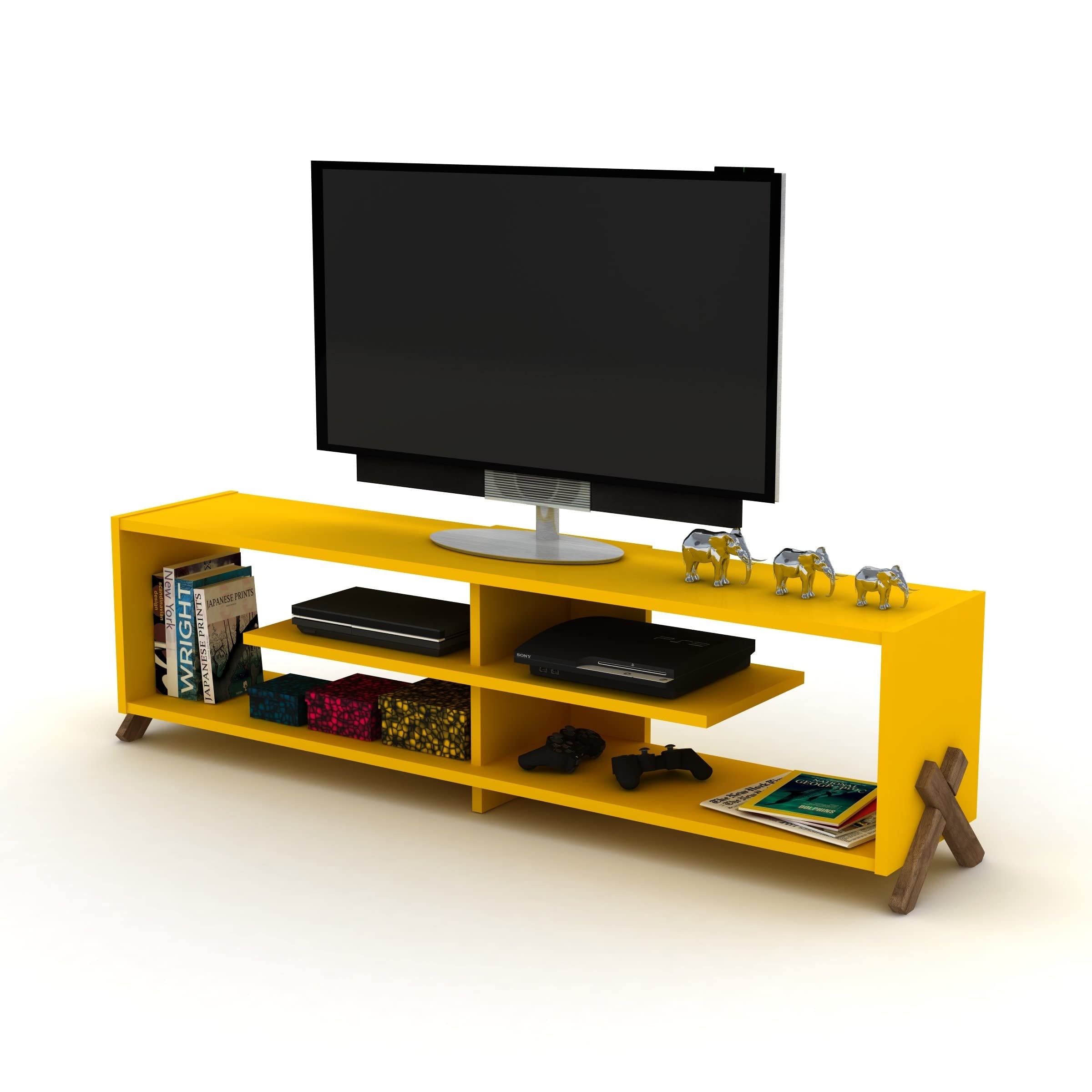 Homedora DiscountWorld Kayle TV Unit Yellow Entertainment Center, TV Stands