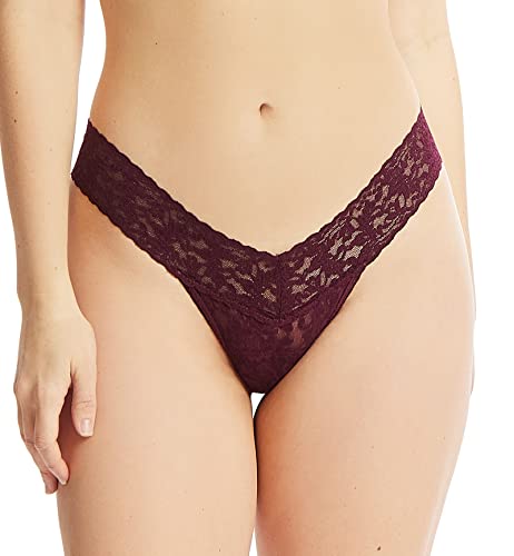 hanky panky Rolled Signature Lace Low Rise Thong (Dried Cherry,O/S)