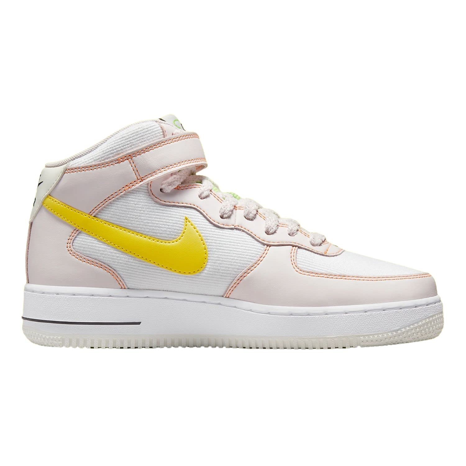 Nike Women's Air Force 1 '07 Mid Shoes, White/Opti Yellow-pearl Pink, 8