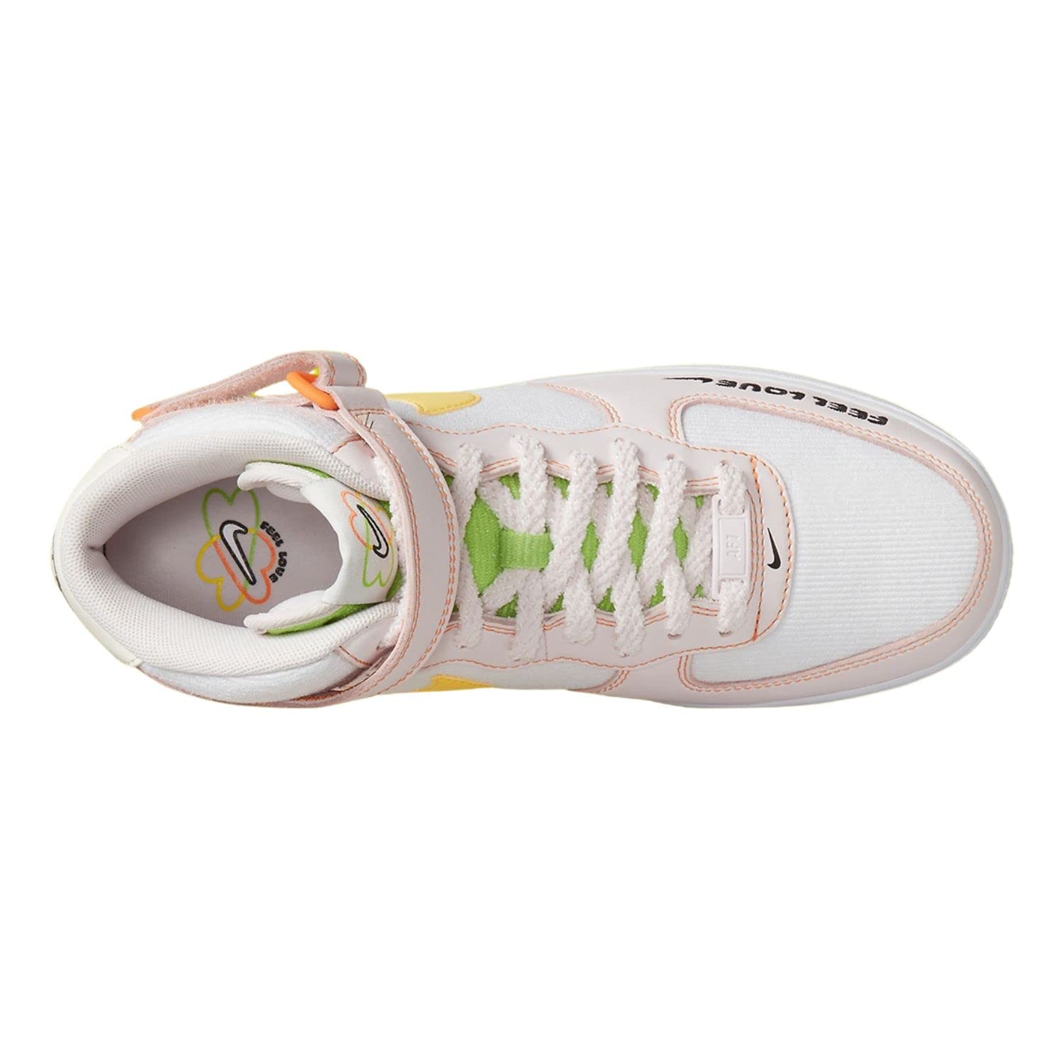 Nike Women's Air Force 1 '07 Mid Shoes, White/Opti Yellow-pearl Pink, 8